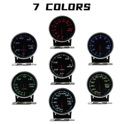 工厂直销汽车改装仪表燃油表温度标新款DEF2.5寸七彩跨境七彩灯光