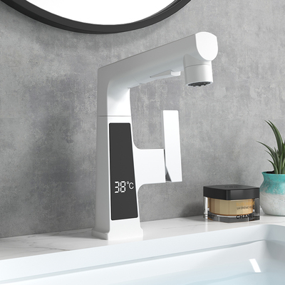 迈锐博德国抽拉旋转数显冷热水龙头全铜面盆洗脸卫生间漱口3424-P