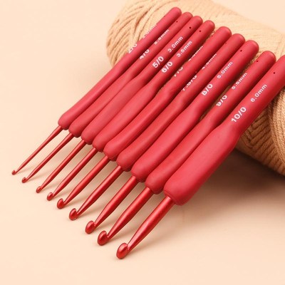 红色软柄钩针套装手工diy毛线团毛衣围巾编织工具材料包高档勾针