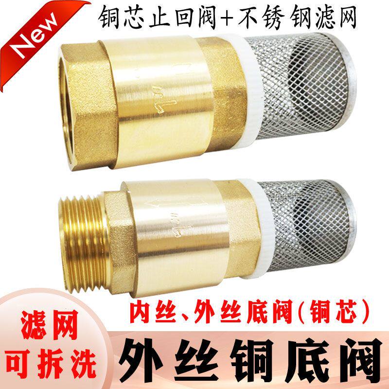 外丝底阀水泵止回阀带弹簧止逆阀钢丝滤网防止水回流铜芯适用井水