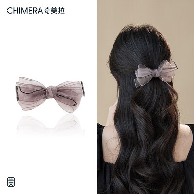 CHIMERA/奇美拉蝴蝶结发夹女欧根纱后脑勺弹簧夹半扎发森系头饰