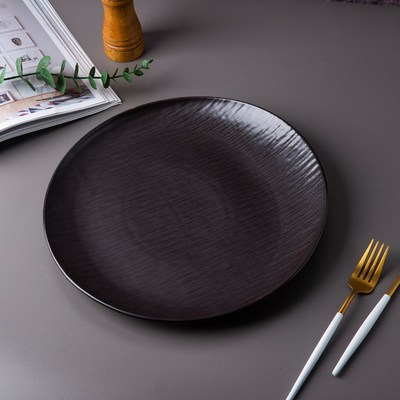石纹流沙陶瓷圆浅盘平盘菜盘创意融合菜托盘摆盘酒店餐厅饭店餐具