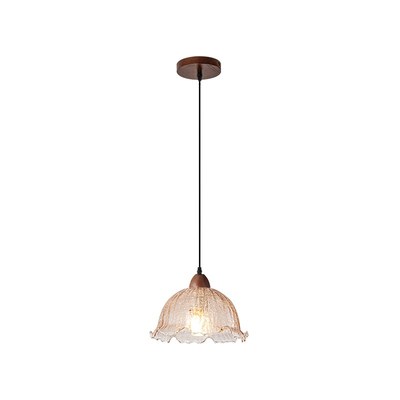 新款中古风复古法式浪漫餐桌吧台小吊灯胡桃实木冰裂纹卧室床头灯