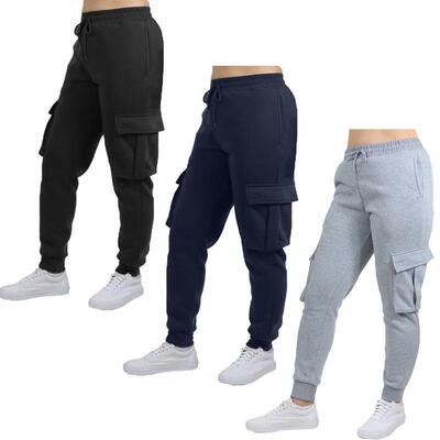 3 Pack Women's Fleece Lined Cargo Jogger Sweatpants Warm