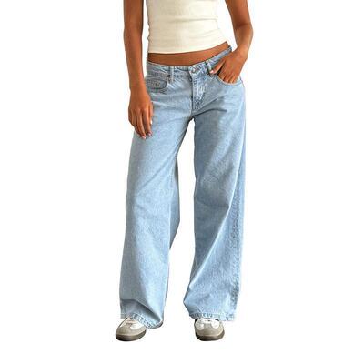 Women Baggy Jeans Low Waist Boyfriend Style Denim Pants