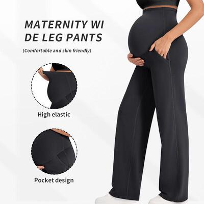 Maternity Wide Leg Pants Casual Outerwear for Pregnant