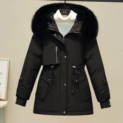 Women Winter Parka Coat Fleece Lined Hooded Jacket Fur