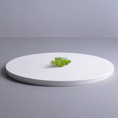 法式西餐创意平板牛排点心盘子圆形西餐盘甜品盘平盘石纹质感餐具