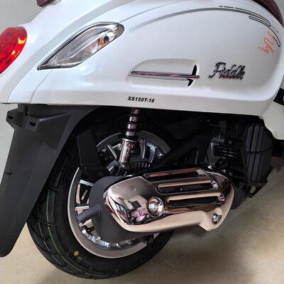 适用三阳飞度4/5复古排气罩fiddle150改装排气保护罩防撞贴纸配件