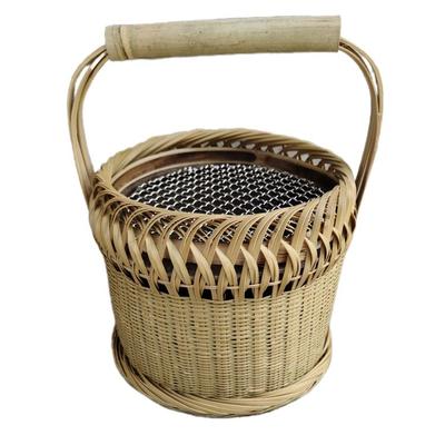 火篮烘火笼新款烤火烘篮烘笼圆形带盖子竹篮手工竹编手提家陈之堔