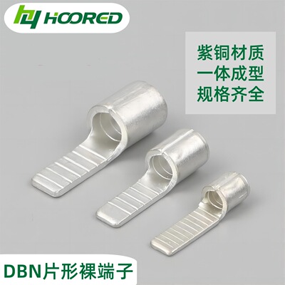 DBN片形裸端头紫铜镀锡焊口冷压插片接线裸端子防锈直插100PCS/袋