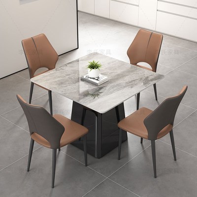 饭桌子岩板餐f桌椅组合家用现代简约酒店餐厅商用接待洽谈桌正方