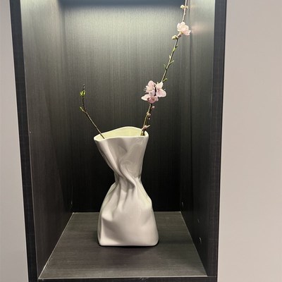 纯白轻奢高端白色陶瓷花瓶摆件客厅插花现代简约水培鲜花器干花