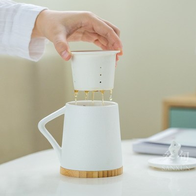 三十岁水滴杯定制过滤茶杯办公室茶杯茶水分离陶瓷杯夫妻杯