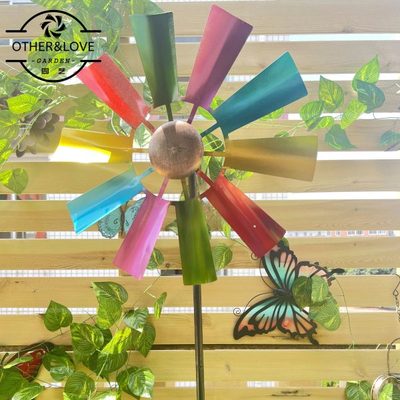 铁艺大风车摆件户外花园装饰旋转网红庭院阳台创意景观布置风向标