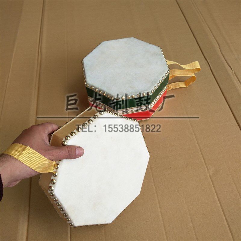 牛童八家鼓实木鼓六角手鼓皮鼓子秧歌禅鼓声声道具鼓厂角可定做