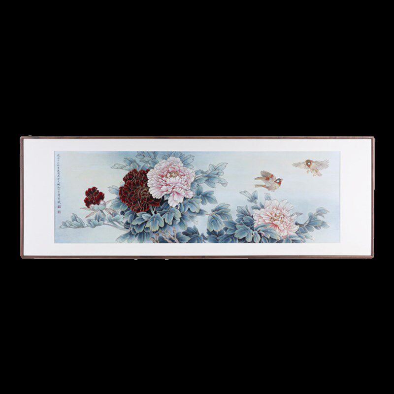 手工錾刻铜雕画花式富贵新中开餐厅牡丹花香鸟挂国画装饰沙发语画