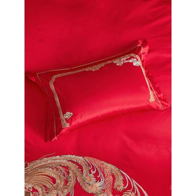 家纺龙凤婚庆八件套大红色绣花床单被套被罩结婚高档床上用品