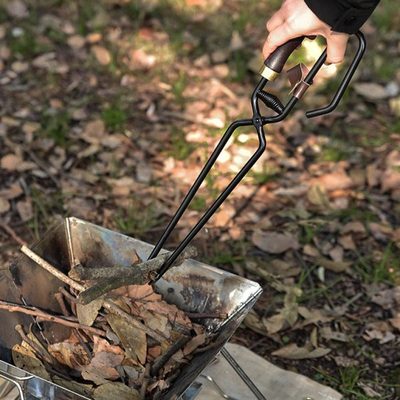 LTHW旅腾户外露营烧火钳加长榉木手柄木炭柴火夹子焚火钳烧烤工具