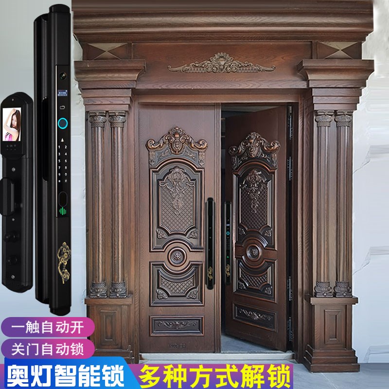 指锁锁防盗门电子锁全自动别墅纹开门智能双具自建房大门人脸识别