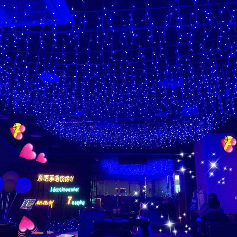 led彩灯闪灯串瀑满天星挂灯窗间冰条灯布灯串流水房帘装饰星星灯
