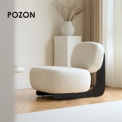 POZON朴琢/贝里弗休闲椅可爱单人沙发实木简约落地懒人泰迪绒布艺