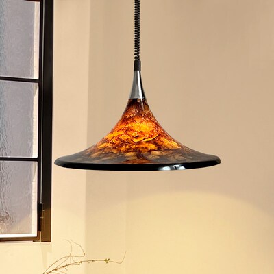 中古餐厅吊灯复古彩绘熔岩客厅升降岛台灯可调节伸缩餐桌主灯casa