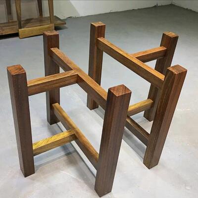 脚实木桌子腿大板撑支架茶厚餐桌台ESH脚原木配套工字架大理石加