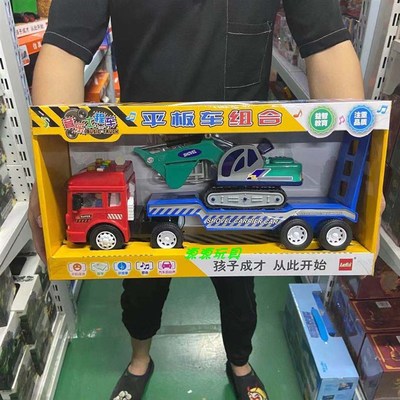 新款乐飞惯性音乐工程车平板车组合益智启蒙早教趣味互动儿童玩具