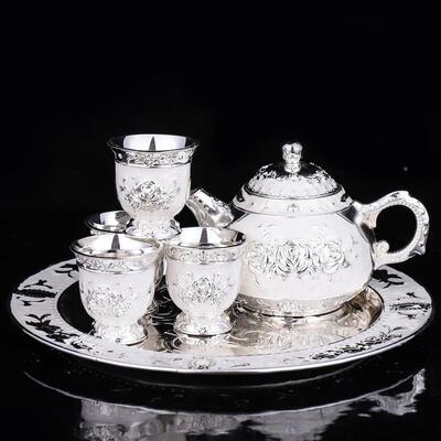 银色具套装家用整套31879高档功夫茶杯银用复古茶壶托镀盘茶具实