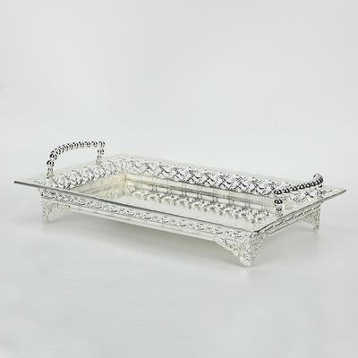 家长方形水果托盘复金古属纳铁艺无品牌/水厂果盘金色银色镂空客