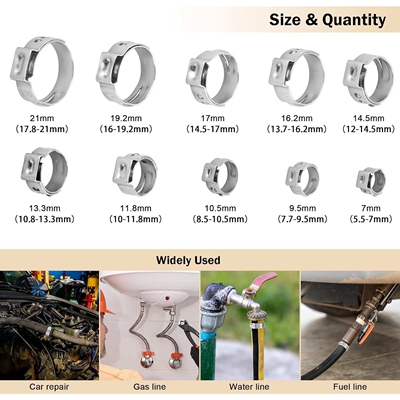 MAXPOWER 100pcs Single Ear Hose Clamps with Ear Clamps Plier