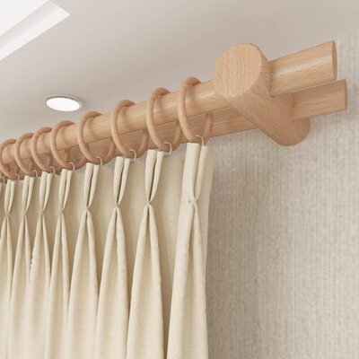 实木窗帘杆罗马杆单杆双杆木杆支架打孔原木榉木质日式简约风门帘