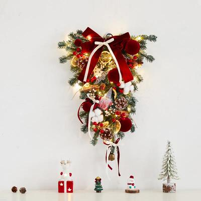 场2025年圣诞节地装扮置卡其发光58055花环倒挂树布酒店商色场装