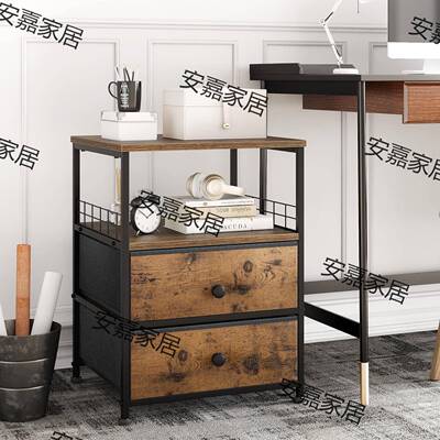 子家直13236销床头柜带织物抽屉厂和放式木架存开储的床边桌工业