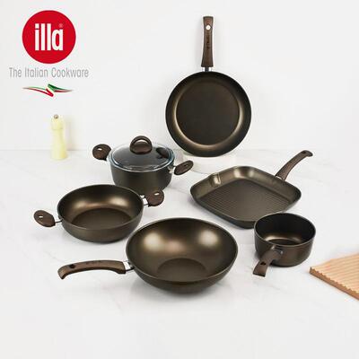 意大利进口illa锅具套装家用炒锅平底煎锅汤锅奶锅烤盘不粘锅通用