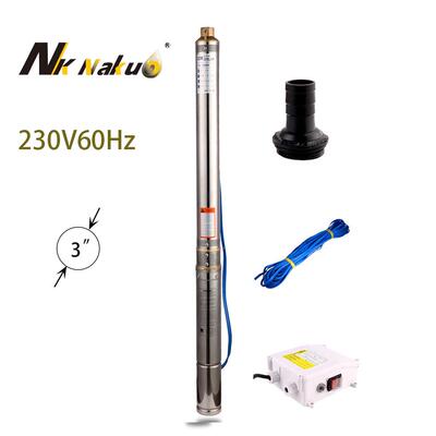 1HP不锈钢3寸深井潜水泵220V60Hz家用井水1