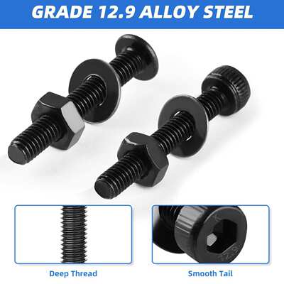 跨境 1600pcs M3 12.9级黑色圆杯+柱杯螺丝螺母垫片盒装