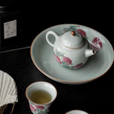 宜室茶话复古寿桃st-hyh女茶壶单壶士茶壶不家陶瓷烫手泡茶用壶功