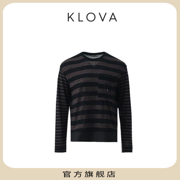 【KLOVA】春秋茶褐色针织条纹T恤TY5440(UN)