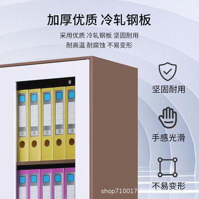 铁皮文件柜档案资料柜白色财务柜带纯边锁储物柜窄黑色柜YSA矮子