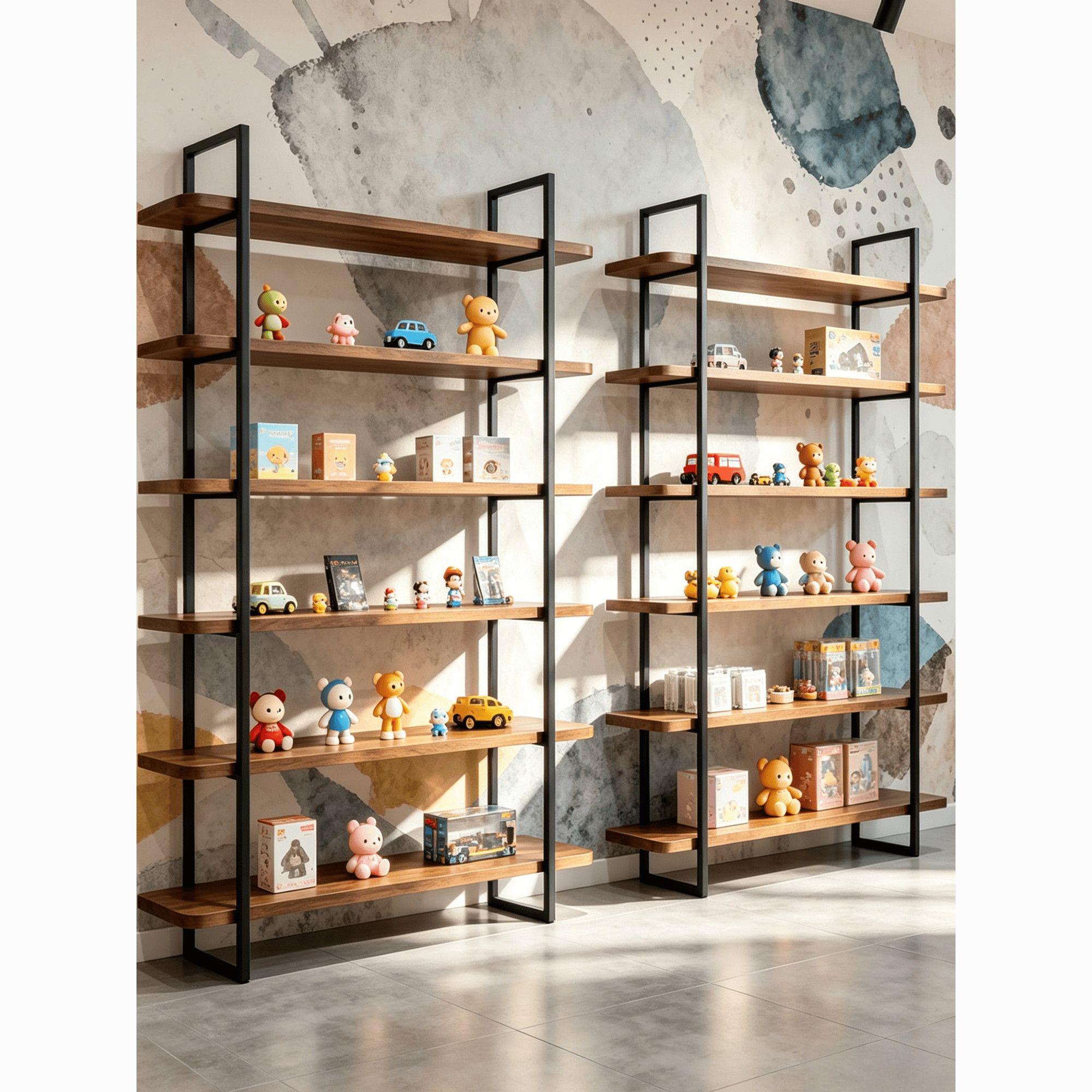 简约精品店免漆板置物架客厅展示架童鞋鞋架包包收纳陈列柜鞋货架