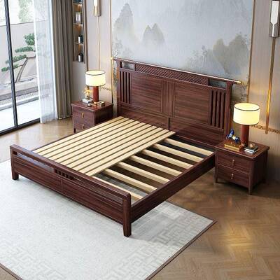 乌金木箱实木床新中压式.8m双人床UMN主卧婚床1.5m经1济型气高储