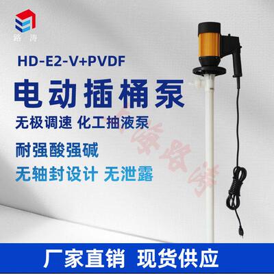 HD耐酸电动抽液泵HD-E2-V+PVDF-1500手提式电动化工插桶泵油桶泵