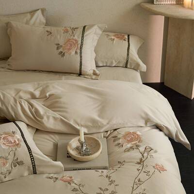 中式风高端全棉冬磨AM26568毛棉件套刺绣秋保暖长绒被套纯四棉床