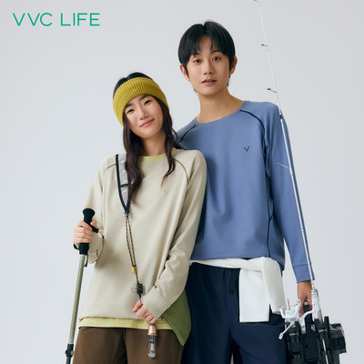 VVClife撞色线长袖T恤情侣