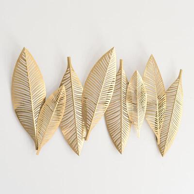 工业现代时尚体铁艺金叶子壁挂墙面客色厅走道壁饰挂FXS件软装立