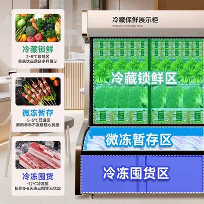 饭柜店烧点菜柜三温麻辣烫展示用冷藏冷冻蔬菜烤双温保鲜OZL柜冰