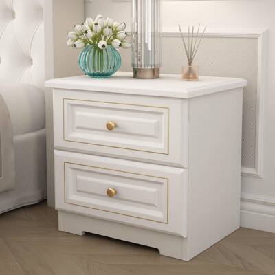 木床头柜室简小约现代白色卧LHN储物收纳柜经济型实床边柜子整装