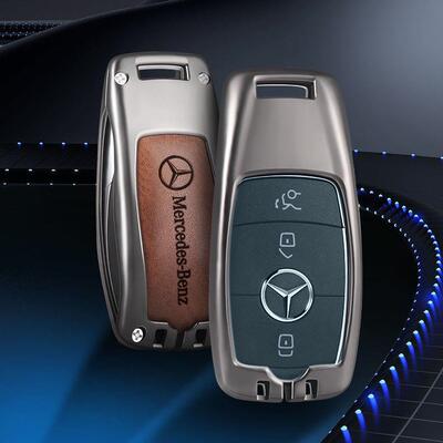 适用奔驰e300l钥匙套c260la200lc200l男士真皮车内用品钥匙复古风